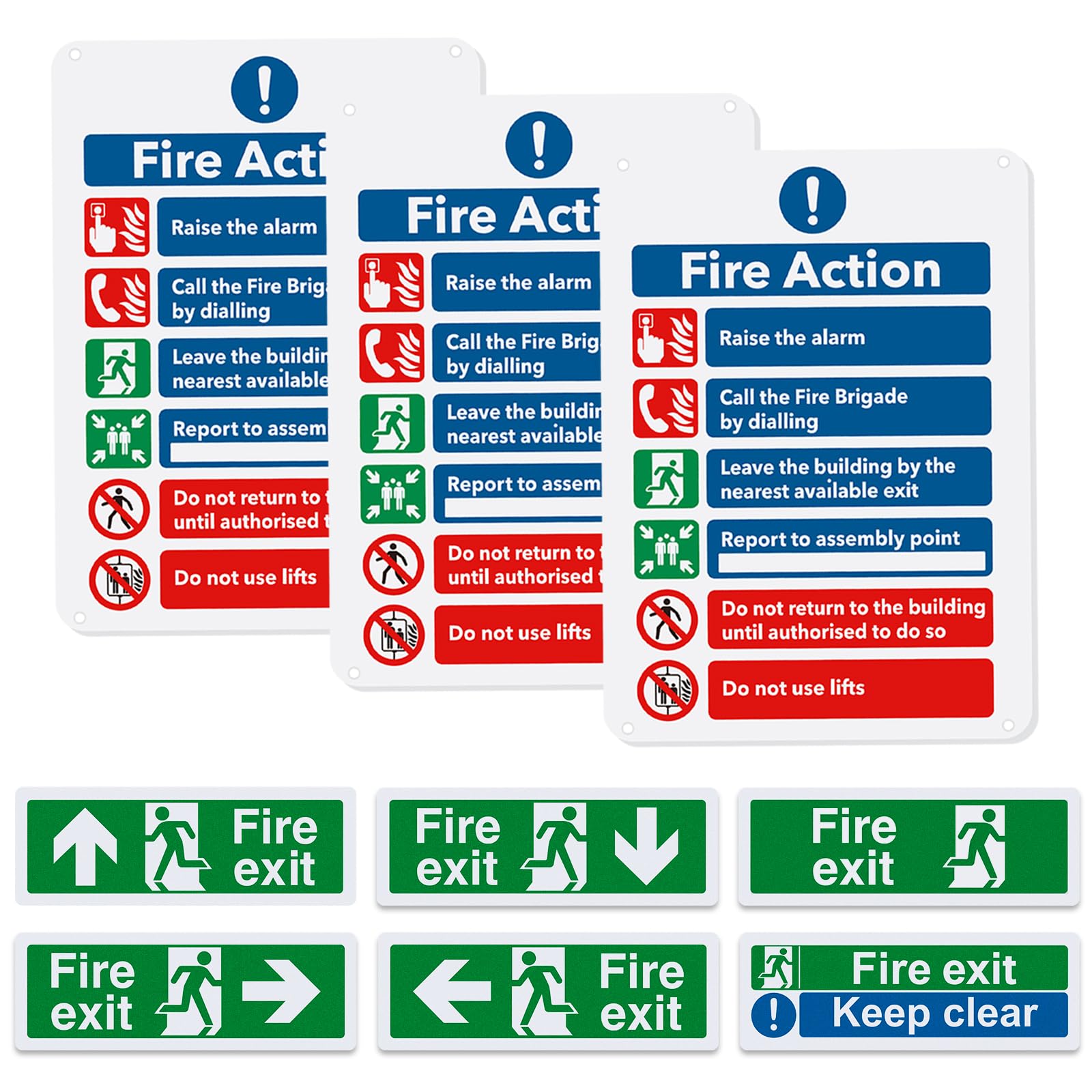 Buy Safety Signs Pack of 9 - Fire Action Notice Sign, Fire Exit (Right ...