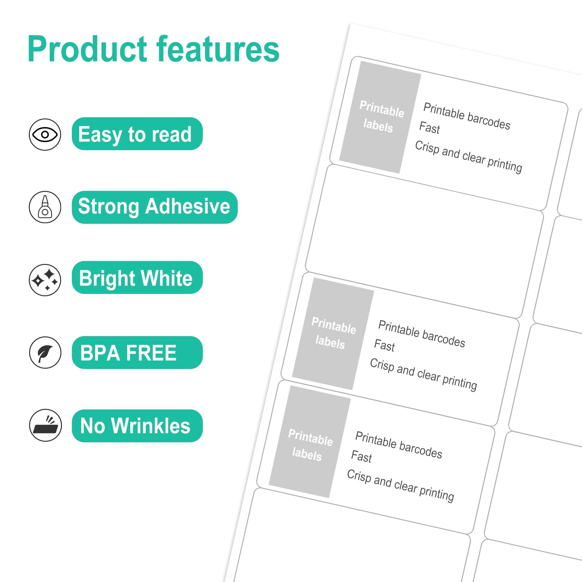 Snapklik.com : L LIKED 2" X 4" Label Stickers, Printable White 10 Per ...