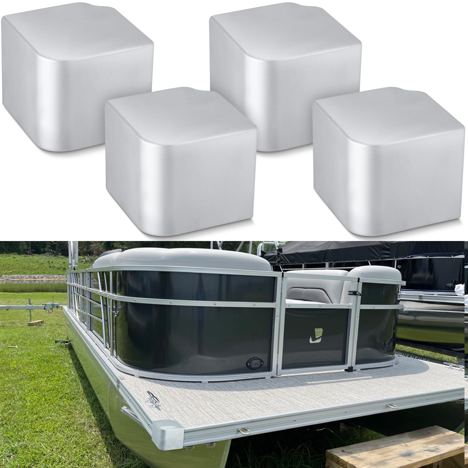 Snapklik.com : MorningRo 4 Pcs Pontoon Boat Corner Cap Aluminum Deck ...