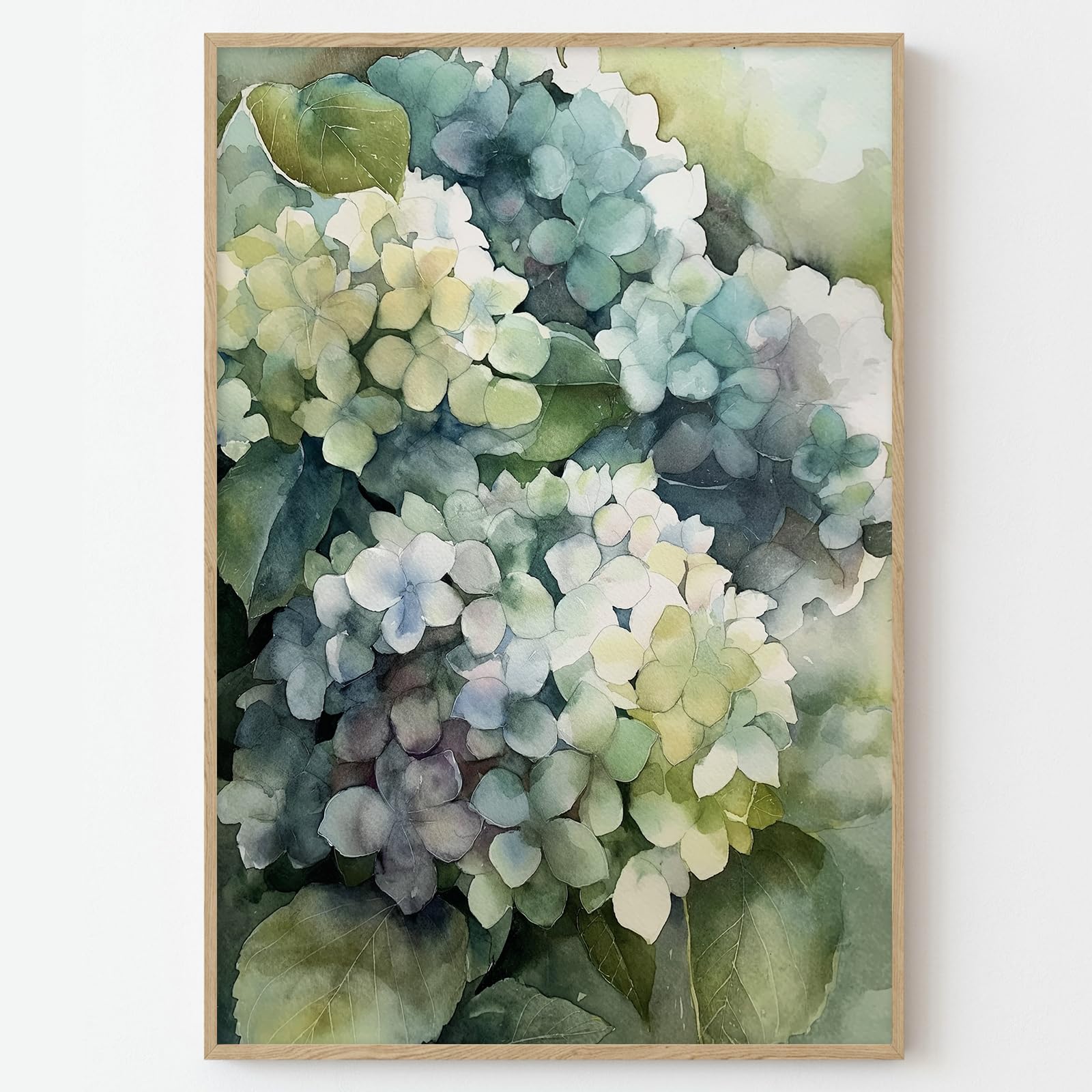 Amazon.com: Green Hydrangea Canvas Wall Art Aesthetic Flower Painting ...