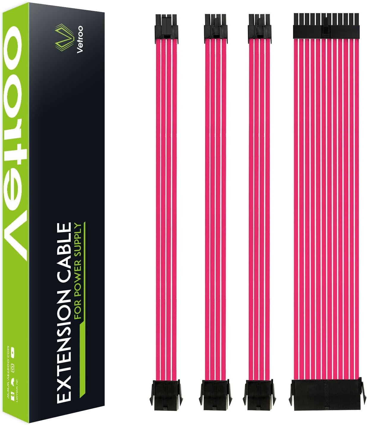 Amazon.com: Vetroo PSU Extension Cable Sleeved Customization Mod PC ...