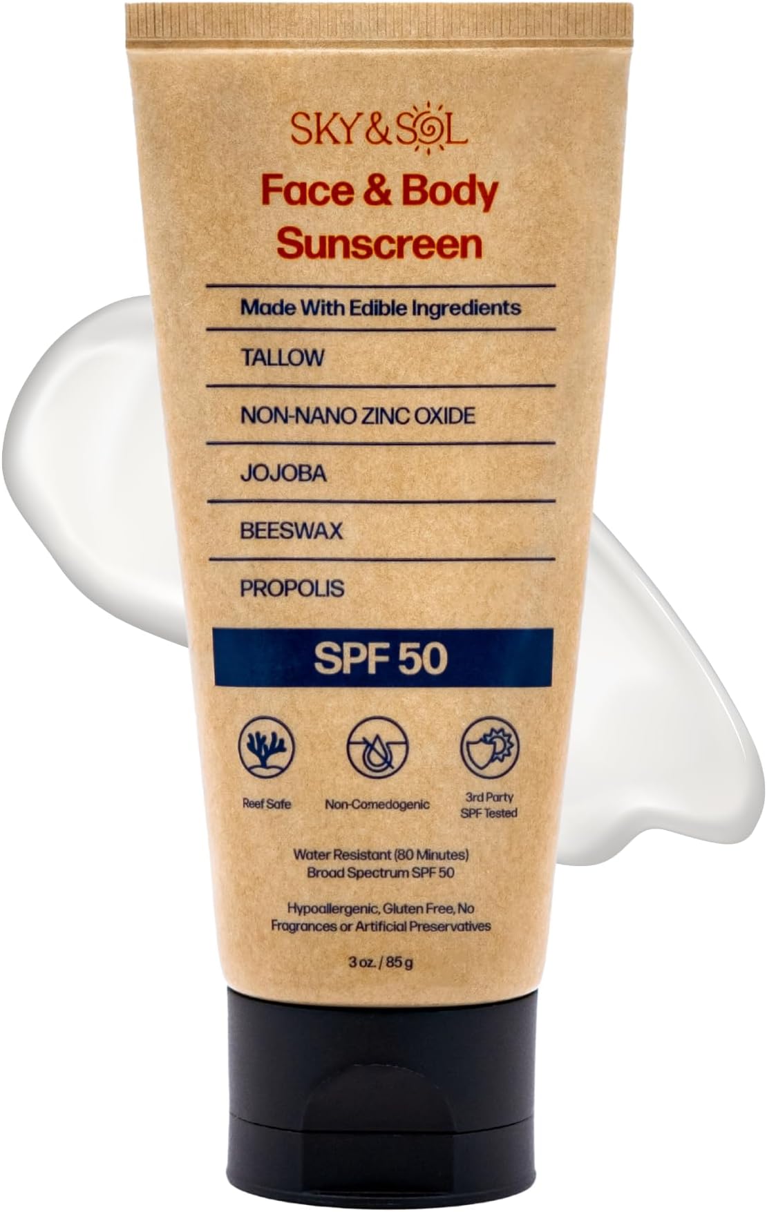 Amazon.com : Sky and Sol Non-Toxic Natural Mineral Sunscreen SPF 50 ...