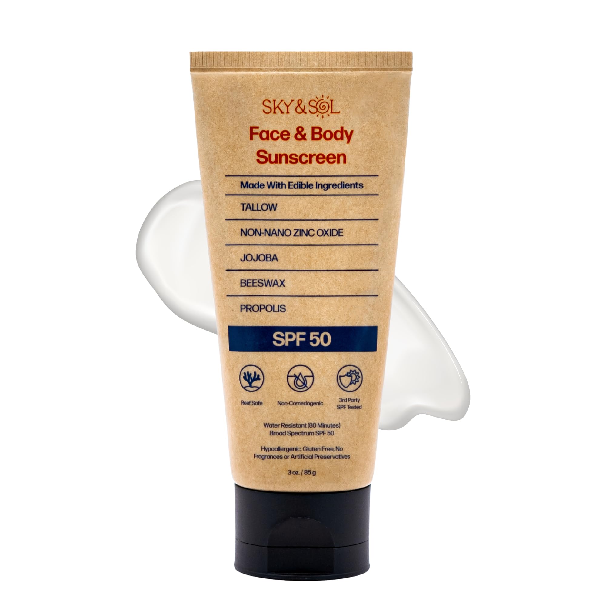 Amazon.com : Sky and Sol Non-Toxic Natural Mineral Sunscreen SPF 50 ...