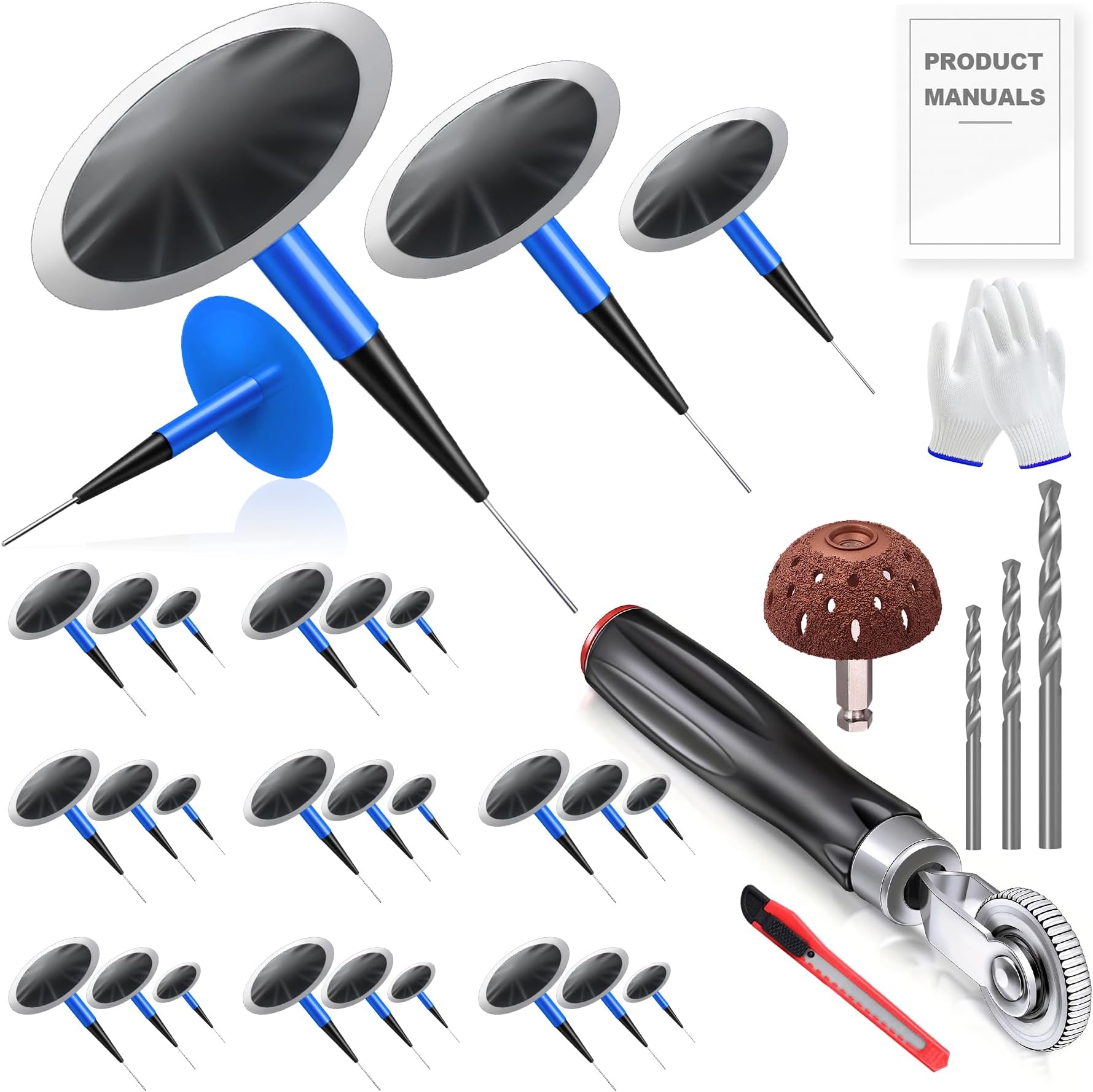 Amazon.com: FullMayPro Tire Repair Patch Tool Kit Includes 24PCS Tire ...