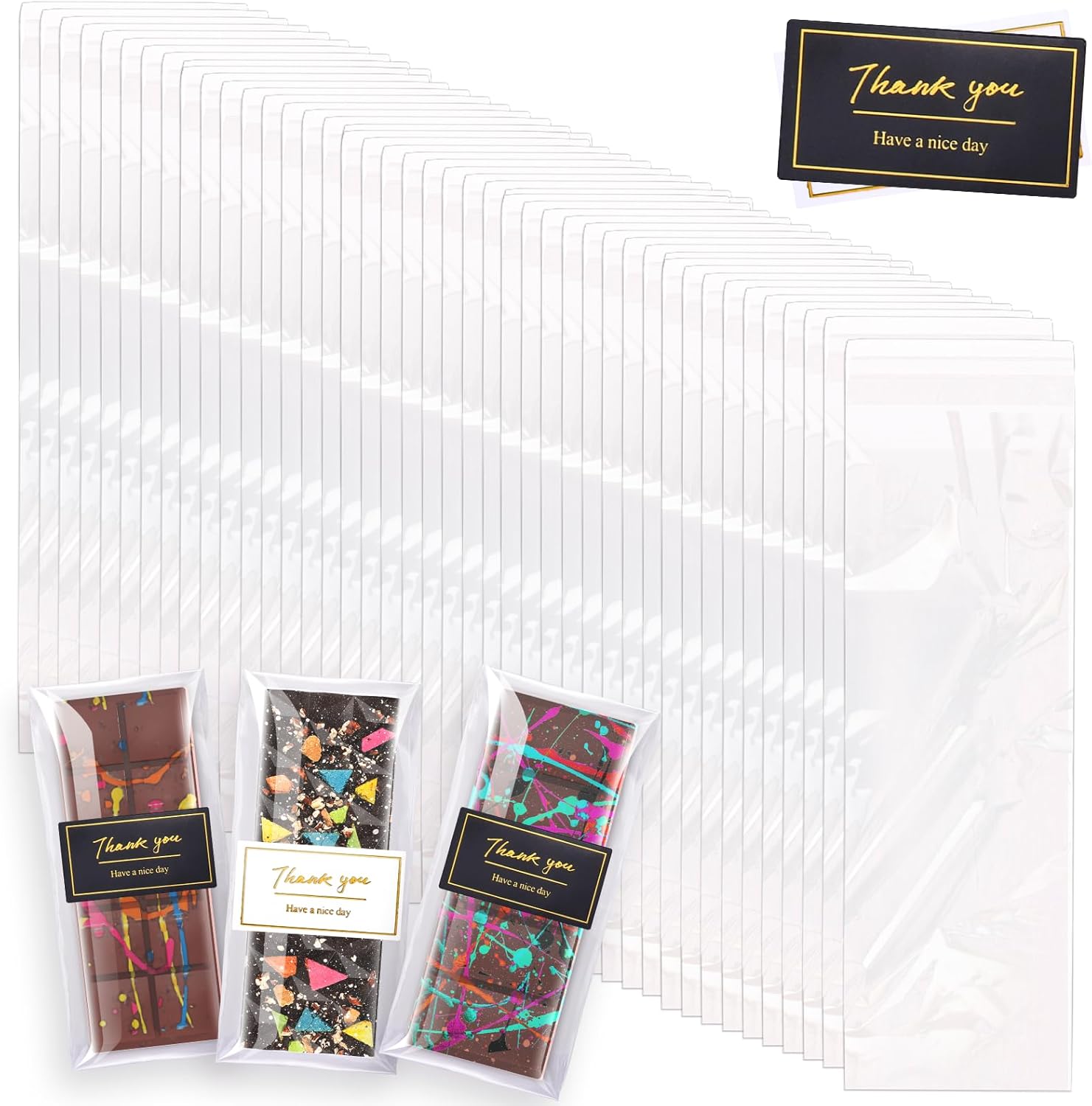 Amazon.com: BABORUI 150Pcs Chocolate Bar Wrappers with Stickers, Self ...