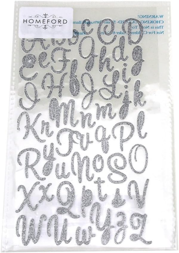 Amazon.com: Homeford Glitter Cursive Alphabet Letters Stickers, 1-Inch ...