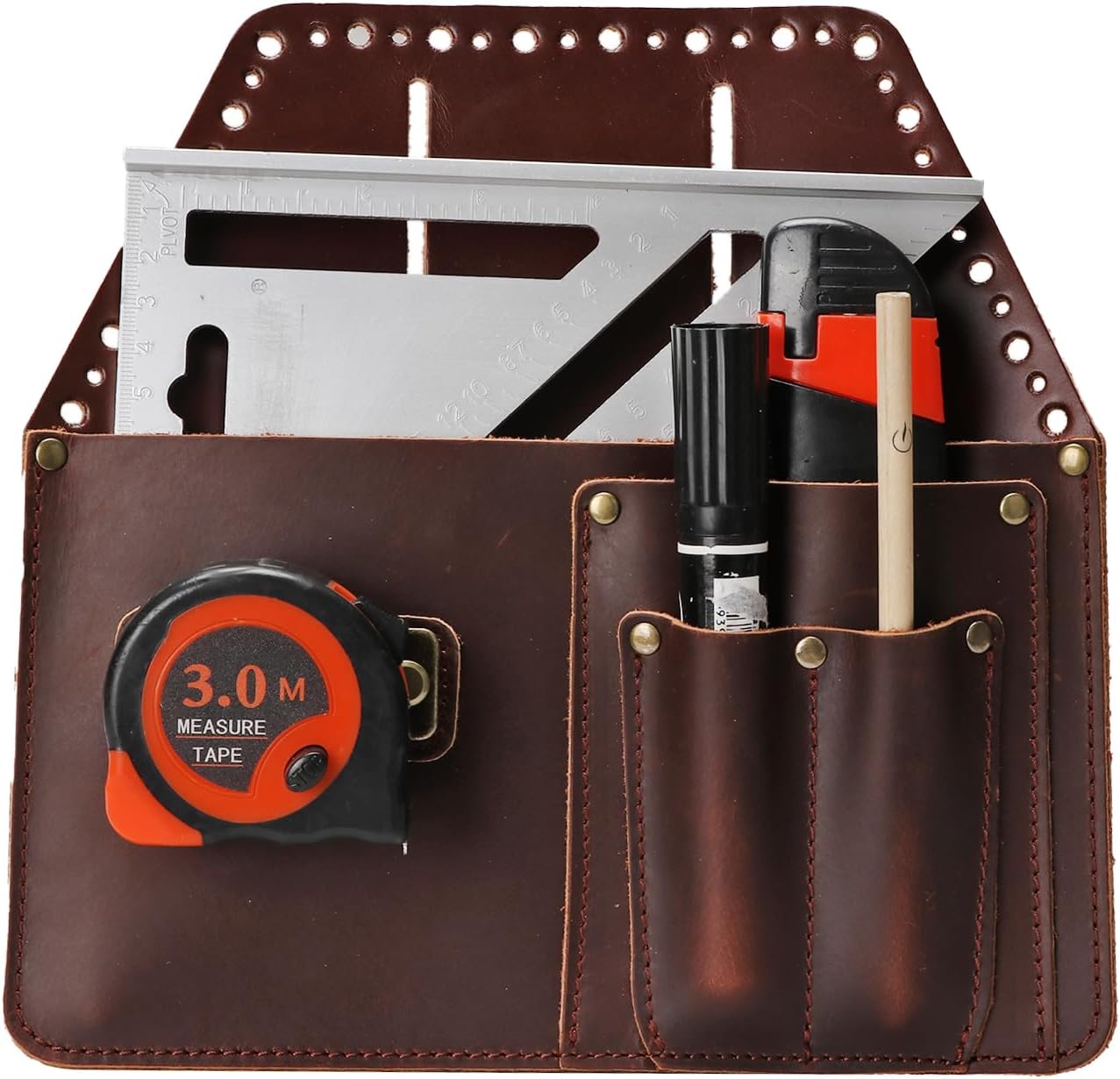 Tourbon Leather Utility Tool Pouch for Lumber Cut Prep Carpenter Tools ...