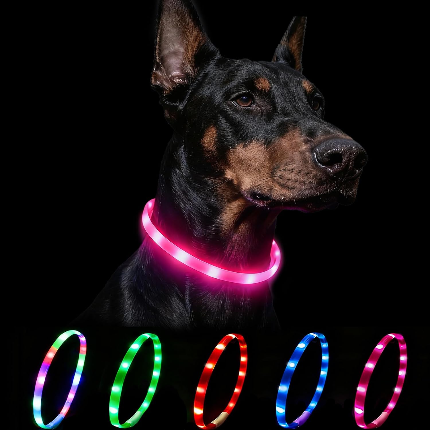 Nepfaivy Light Up Dog Collar - Flashing Dog Collar Lights for The Dark ...