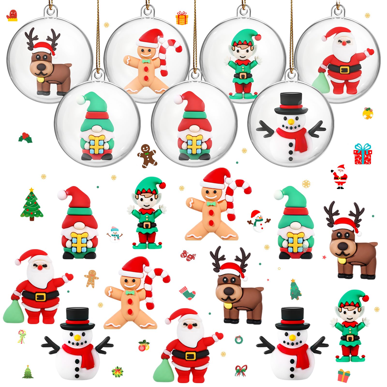 Amazon.com: 12 Set Mini Christmas Ornaments Miniature Christmas Tree ...