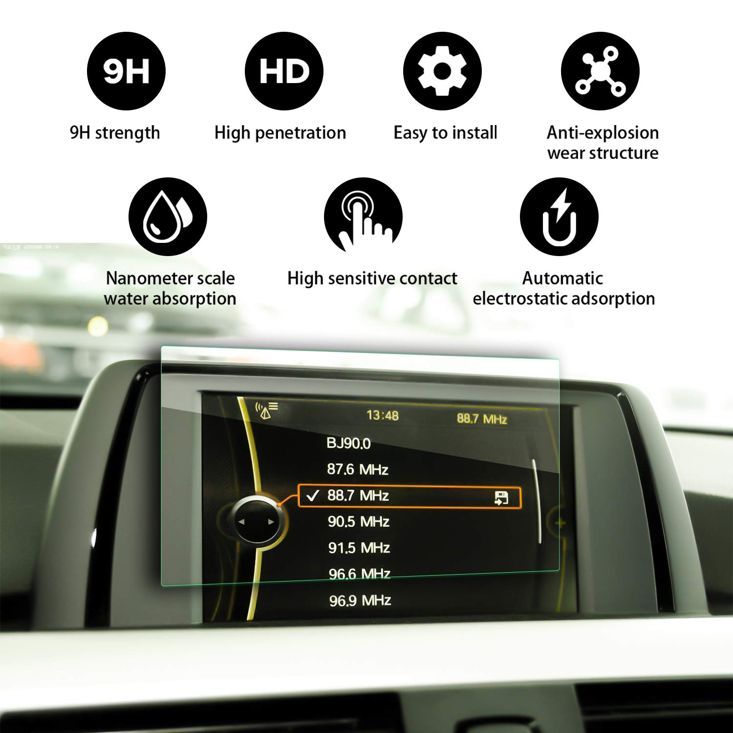 YEEPIN Car Navigation Screen Protector Tempered Glass for 2012-2018 BMW ...