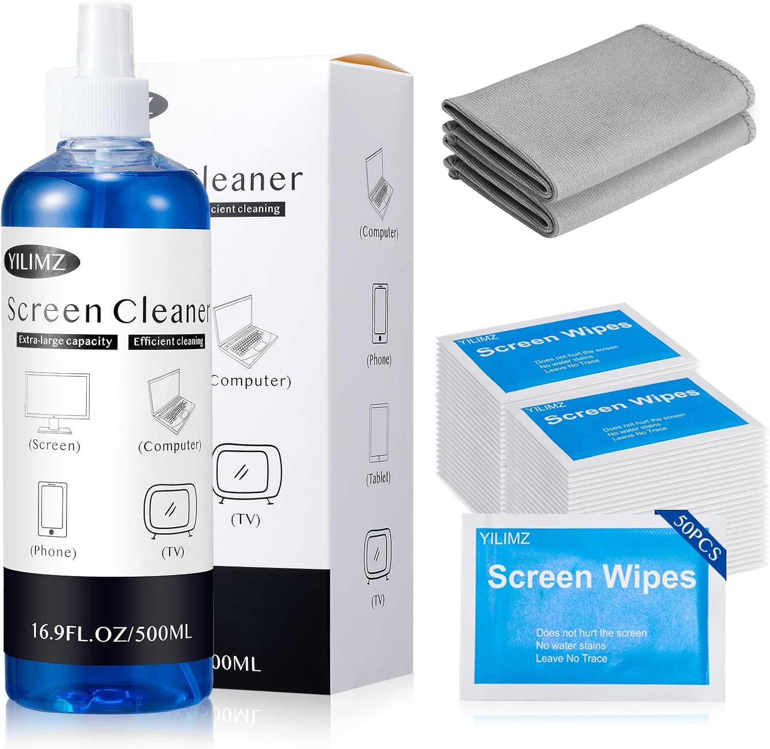 Amazon.com: YILIMZ 16.9FL.OZ Flat Screen Cleaner Spray and 50 Computer ...