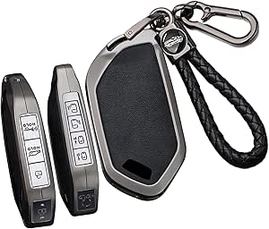 Amazon.com: SANRILY PU Leather 5/6/7/8 Button Key Fob Cover Compatible ...