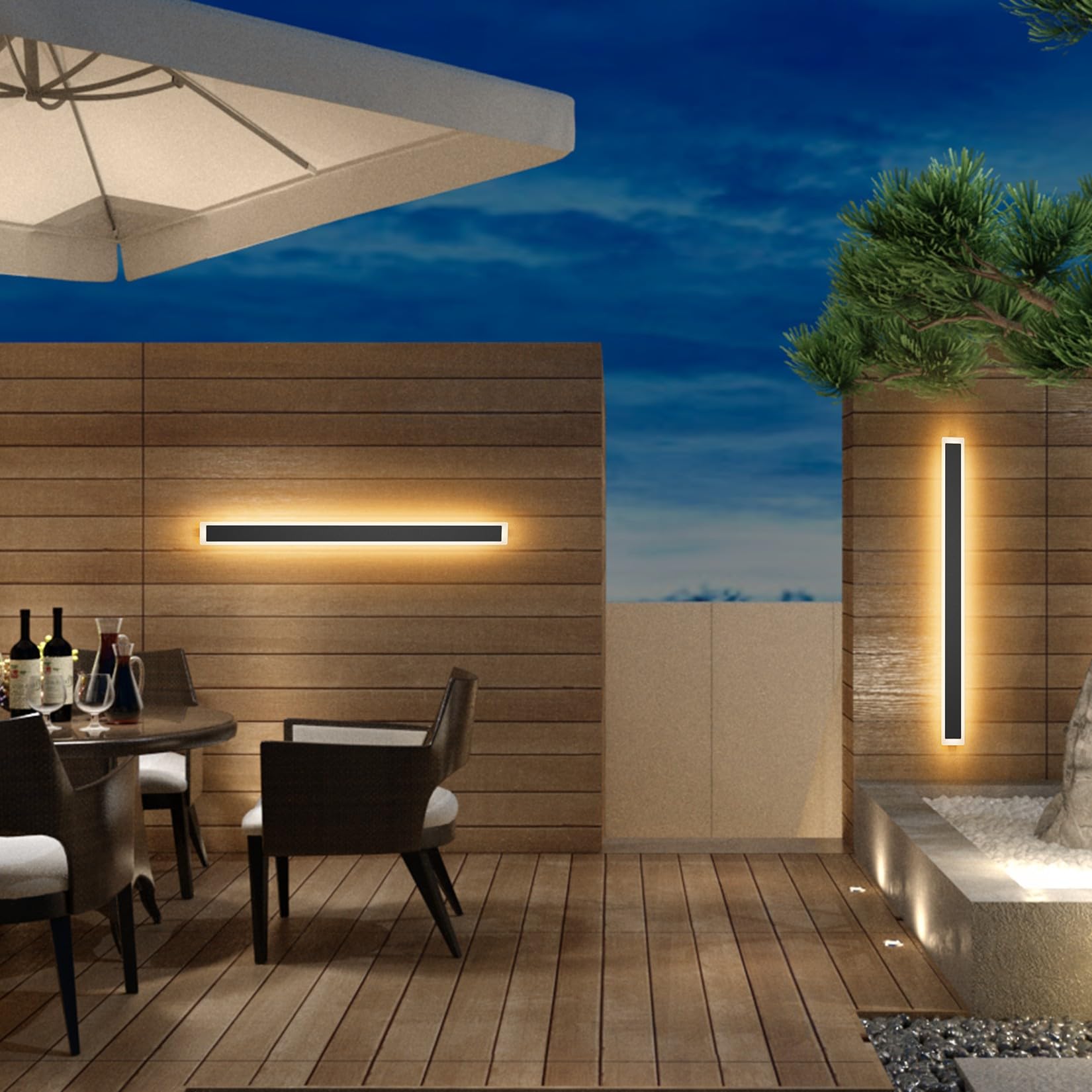 Snapklik.com : 2 Pack 39.4in Long Outdoor Wall Light,Modern LED ...