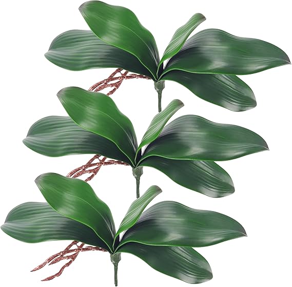 Amazon.com: Miracliy Phalaenopsis Orchid Leaves Fake Leaves Real Latex ...