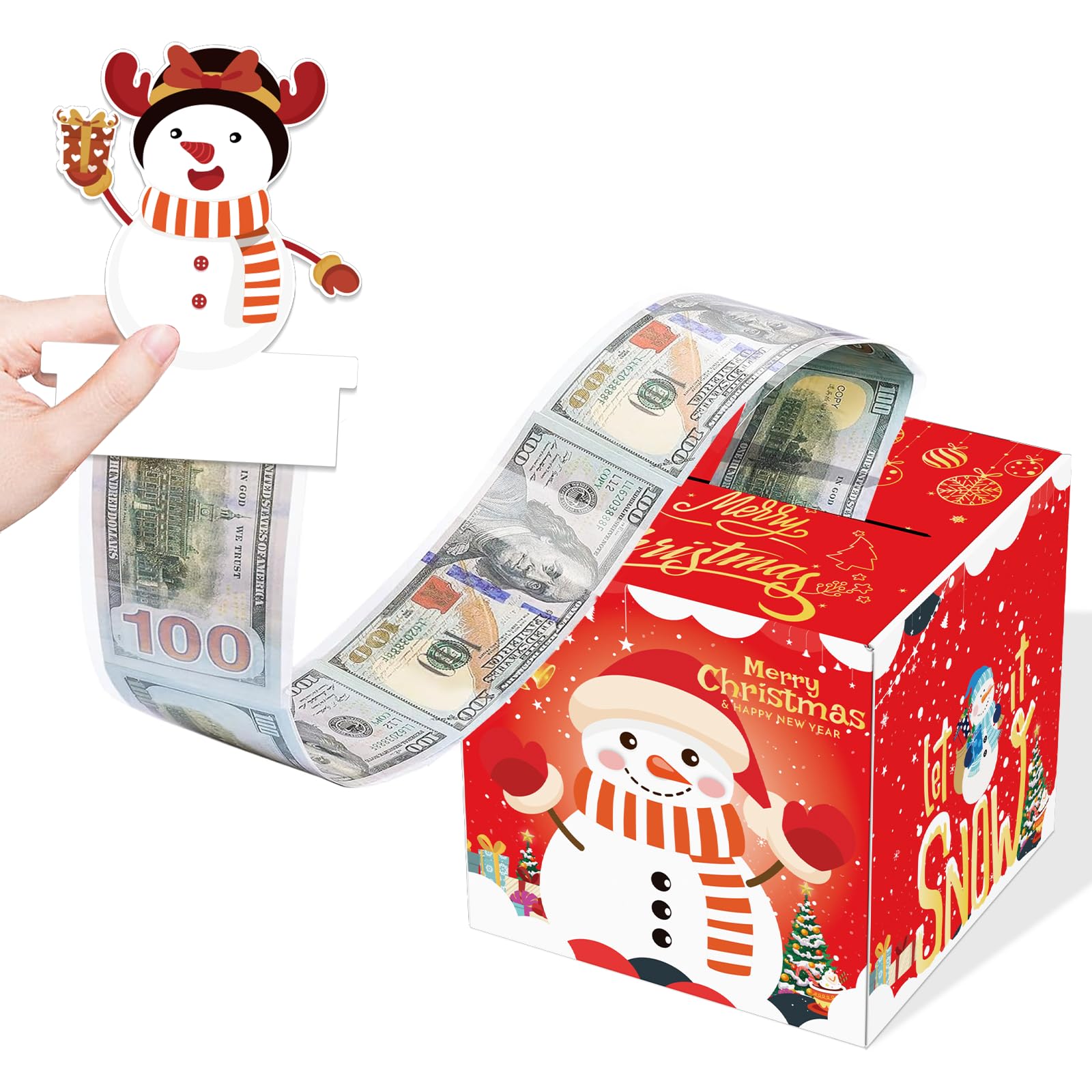 Amazon.com: Christmas Money Box for Cash Gift Pull, Snowman Money Gift ...