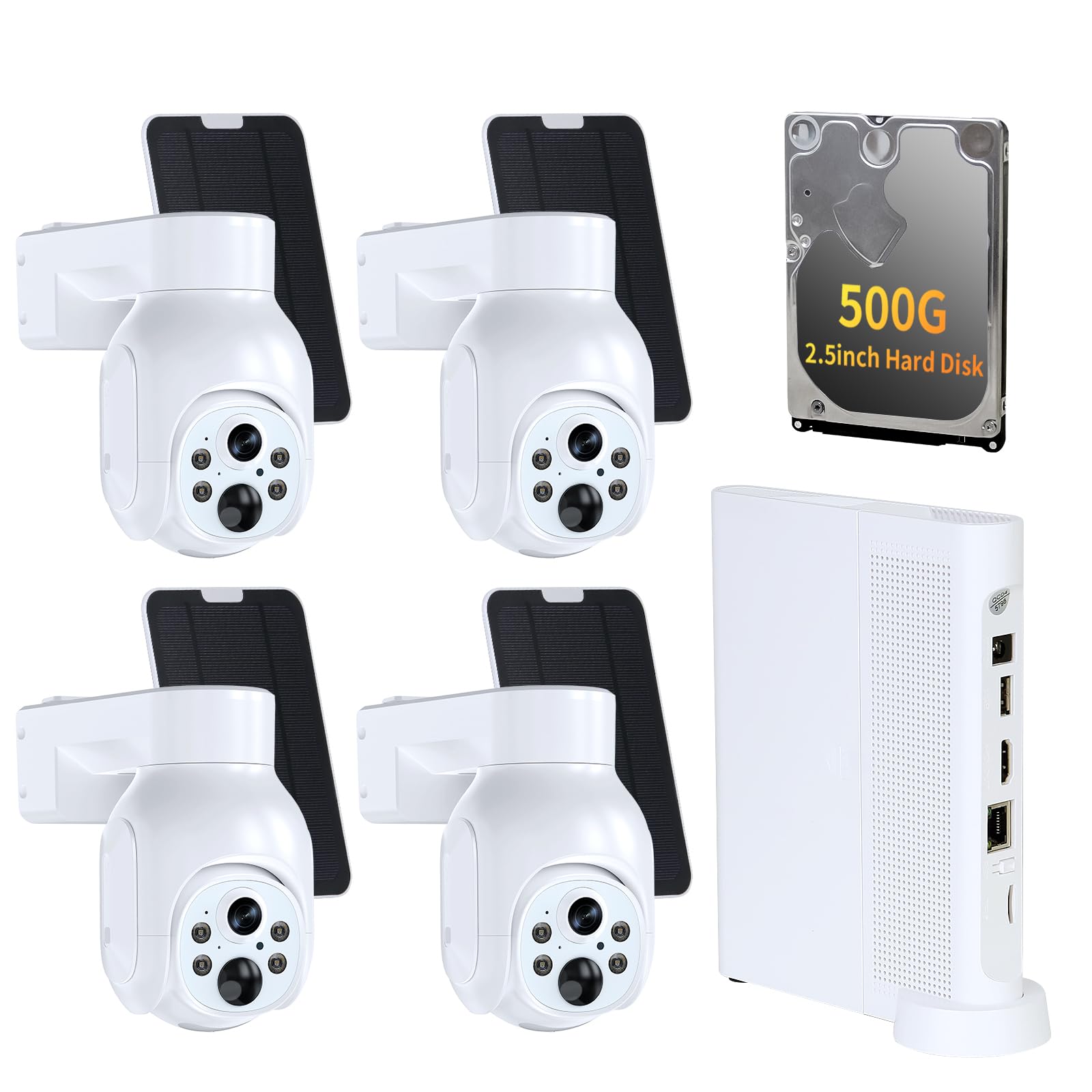 PTZ Wireless Solar Cameras NVR System,4Pcs Battery Powered 2K HD Home ...