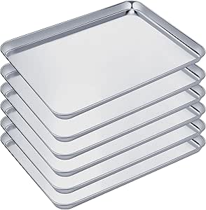 Amazon.com: Mimorou 6 Pcs Baking Sheet Set Stainless Steel Cookie Sheet ...