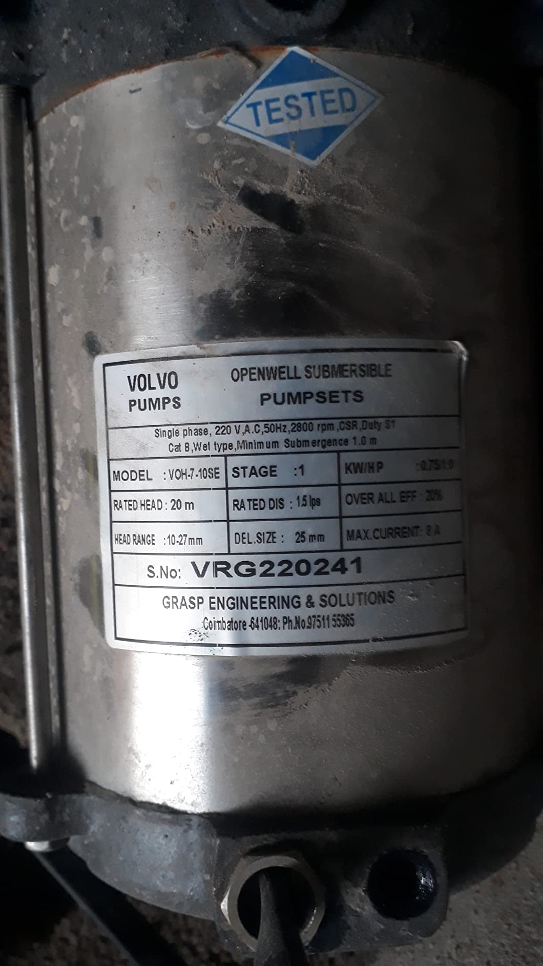 Volvo Pump 1 Hp Horizontal Open Well Submersible Pump - Heavy Type ...