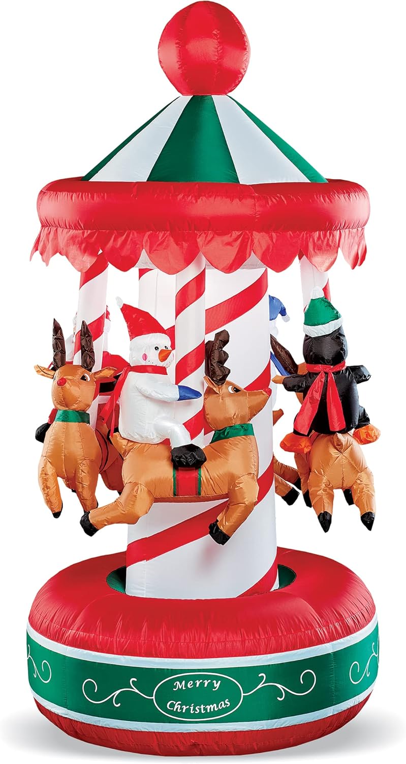 Amazon.com: Collections Etc Christmas Holiday Rotating Carousel Yard ...