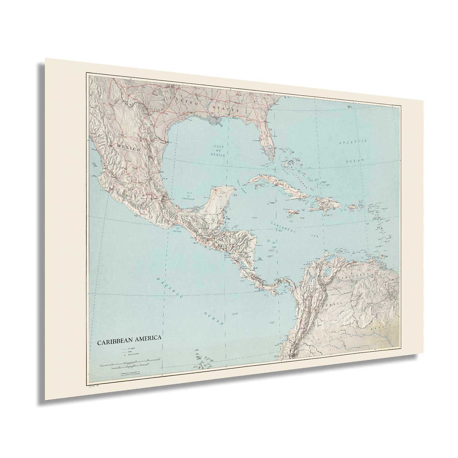 Historix Vintage 1961 Caribbean America Map 24x36 Inch Vintage ...