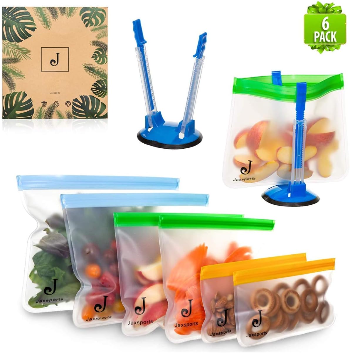 Amazon.com: PEVA storage bags | (6 pack) | reuseable sandwich bags ...