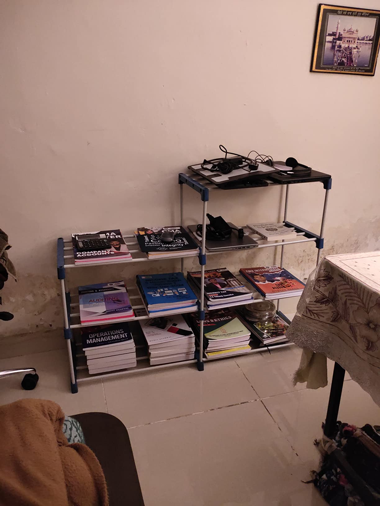 CMerchants 7 Shelf Book Shlef Cabinet Blue (Iron Rods,Plastic Joints ...