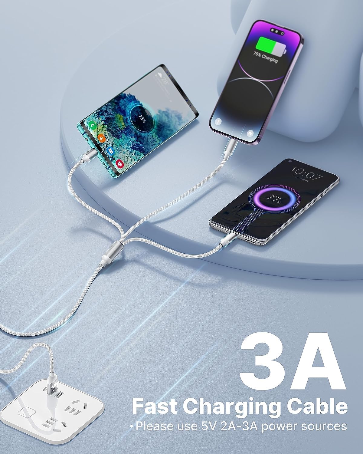 مشخصات 3 in 1 Charging Cable 2Pack USB Multi Cable 1.2M Multi Charger ...