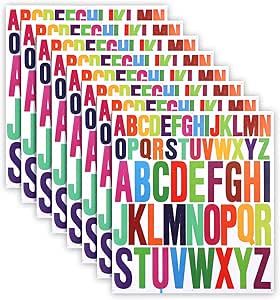 Amazon.com: 8 Sheets Letter Stickers, 1 Inch/2 Inch Colored Self ...