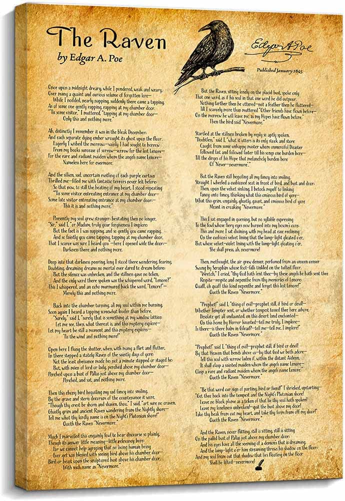 Amazon.com: The Raven Poem Wall Decor Edgar Allan Poe Quotes Wall Art ...