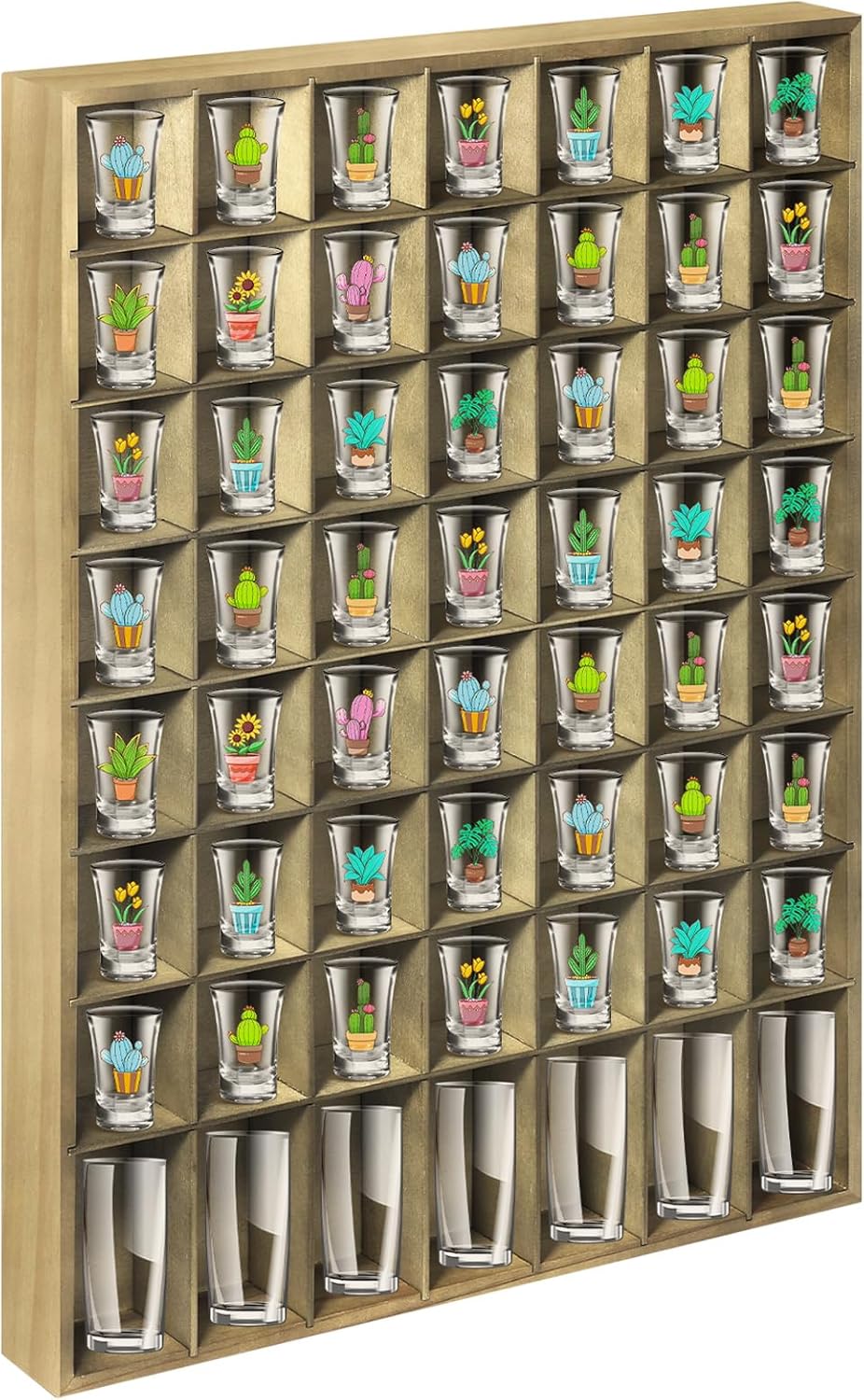 Amazon.com: Large Shot Glass Display Case Wooden Shot Glass Holder ...