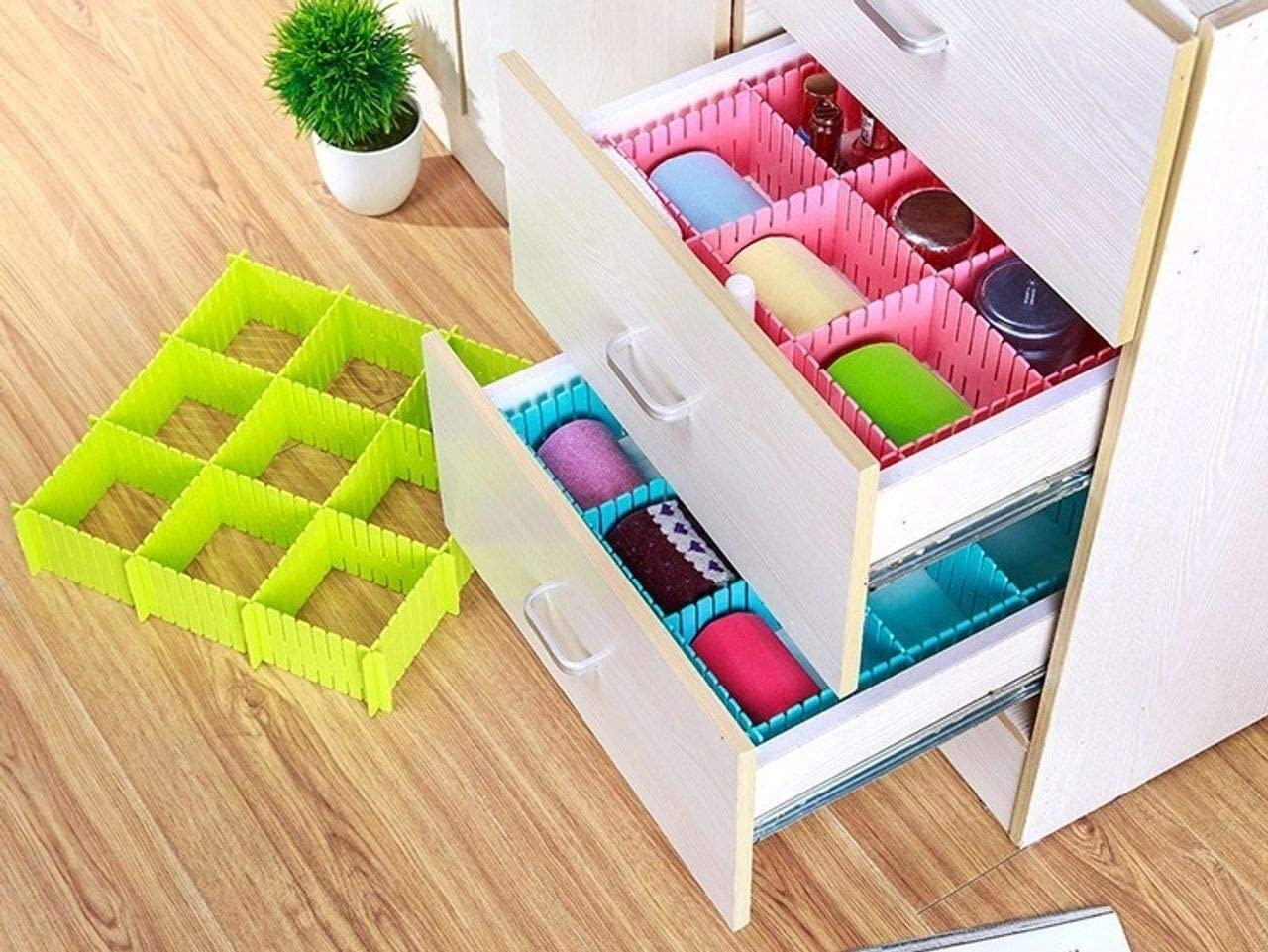 JAY HARSHIDDHI Adjustable Interlocking Drawer Grid Closet Sorting ...