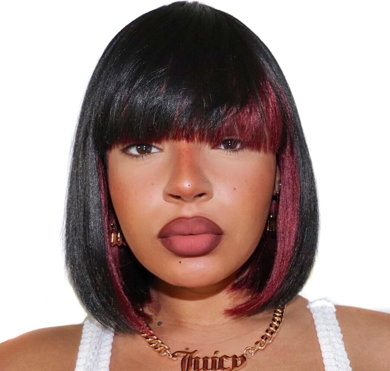 Amazon.com : YOUNIGA Hot Pink Bob Wig With Bangs 12 Inch Short ...