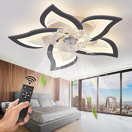 WDENI Flower Shape Ceiling Fan with Dimmable LED Lights, Remote ...