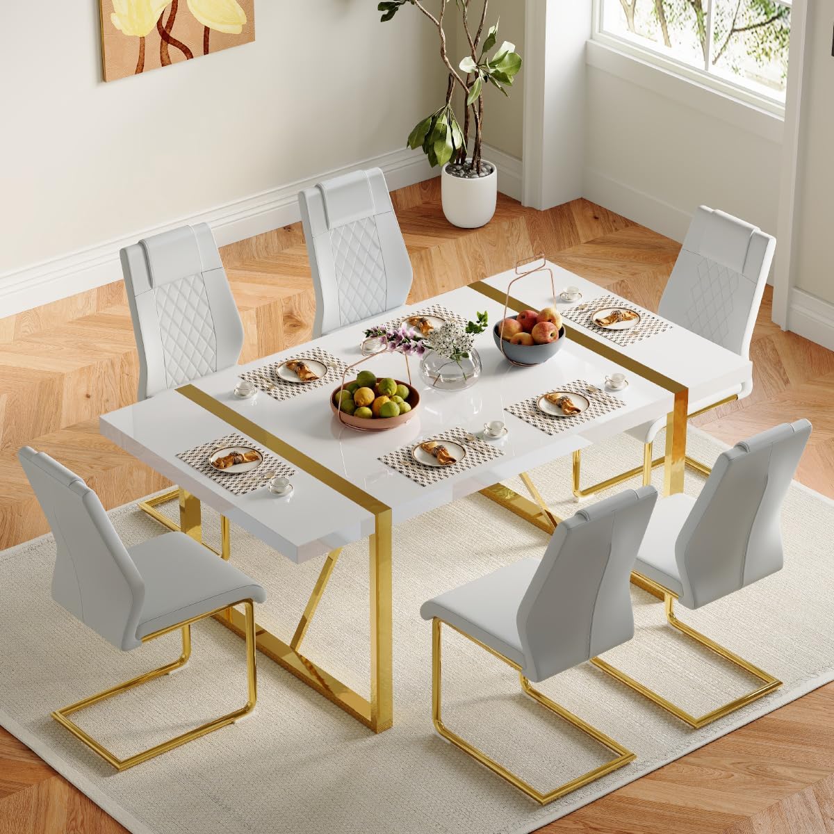 Amazon.com - gopop Dining Table Set for 6, Kitchen Table Chairs Set of ...