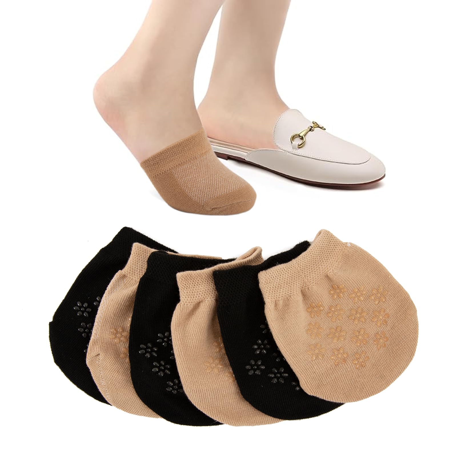 Amazon.com: MKYSZLT 6 Pairs Toe Topper Socks No Show Liner Half Socks ...