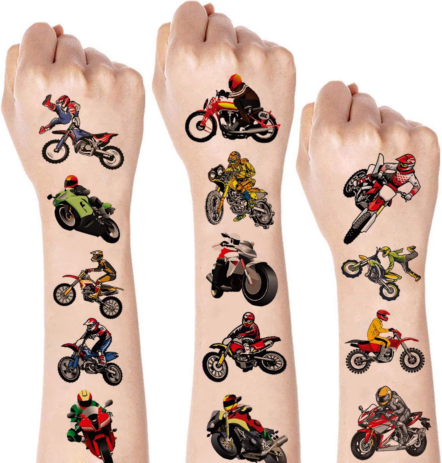 Amazon.com : 8 Sheets Dirt Bike Temporary Tattoos for Kids, Dirt Bike ...