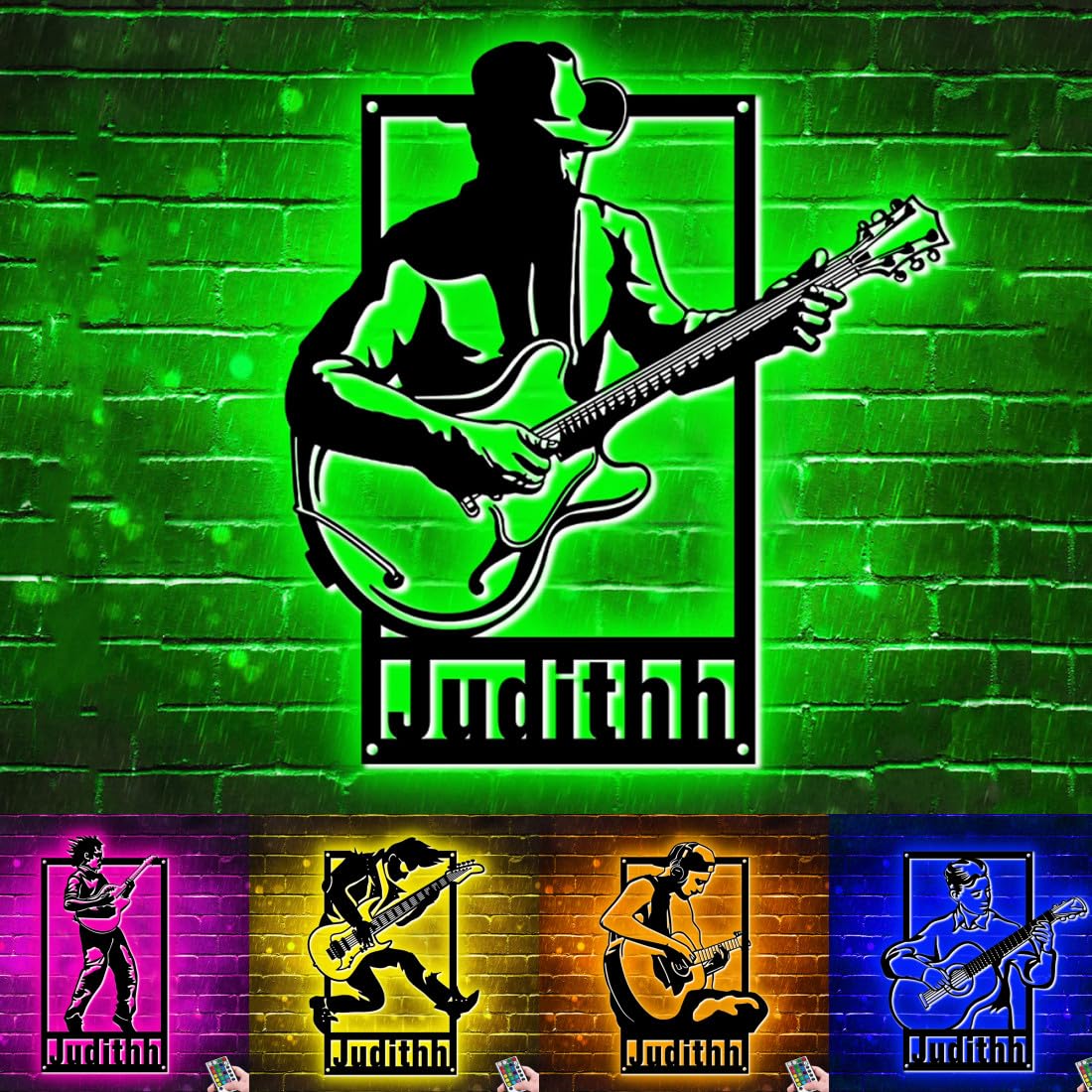 Amazon.com : Personalized Guitar Metal Sign with LED Light, Custom ...