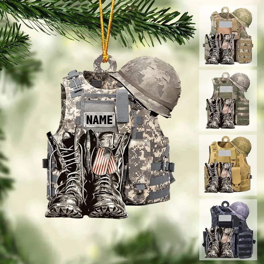 Amazon.com: Personalized US Veteran Christmas Ornament Shaped Flat ...