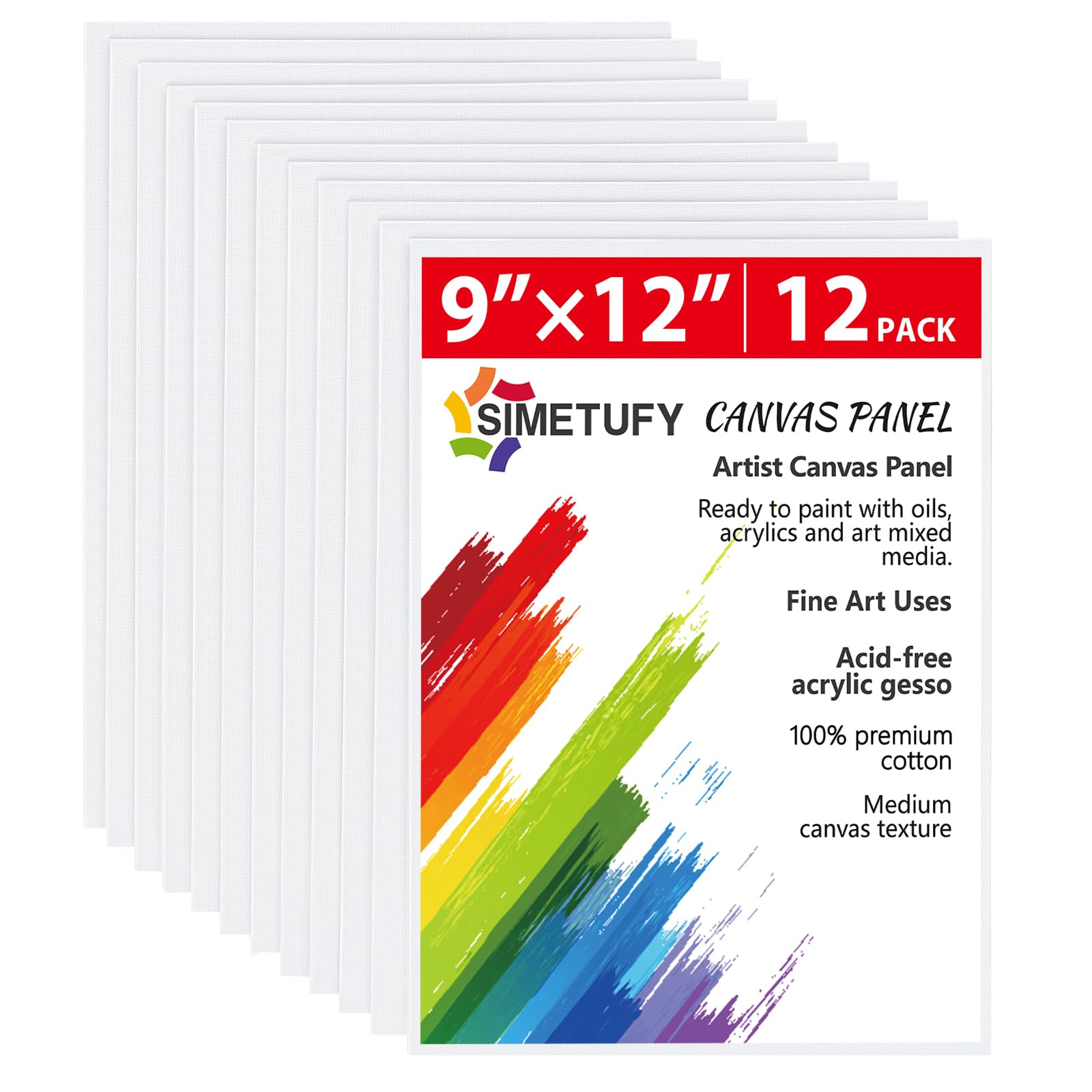 Amazon.com: Simetufy 12 Pack 9 x 12 inch Canvas Boards for Painting ...