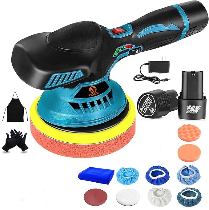 VOLTZ VZ-CP200 Cordless Car Buffer Polisher with 2PCS 12v Lithium ...