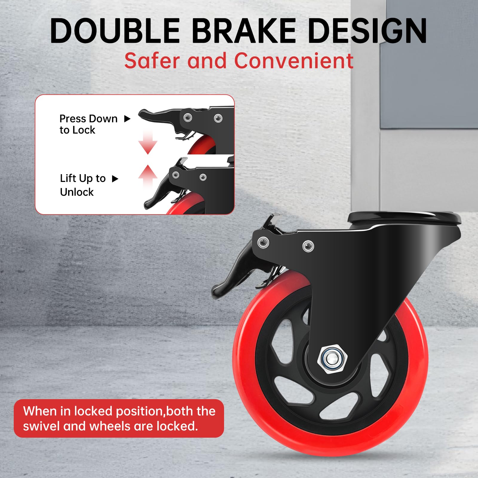 Snapklik.com : 4 Inch Stem Caster Wheels, Heavy Duty Threaded Stem ...