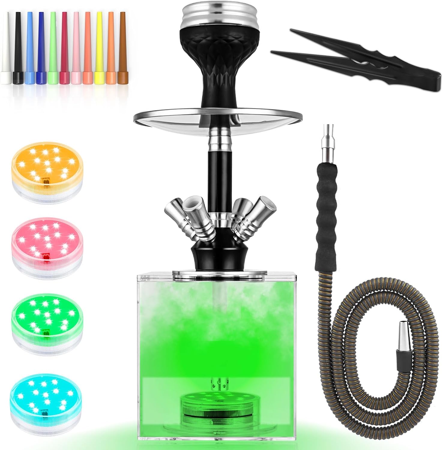Amazon.com: Hookah Set 4 Hose With Everything HOKASET Upgraded Acrylic ...