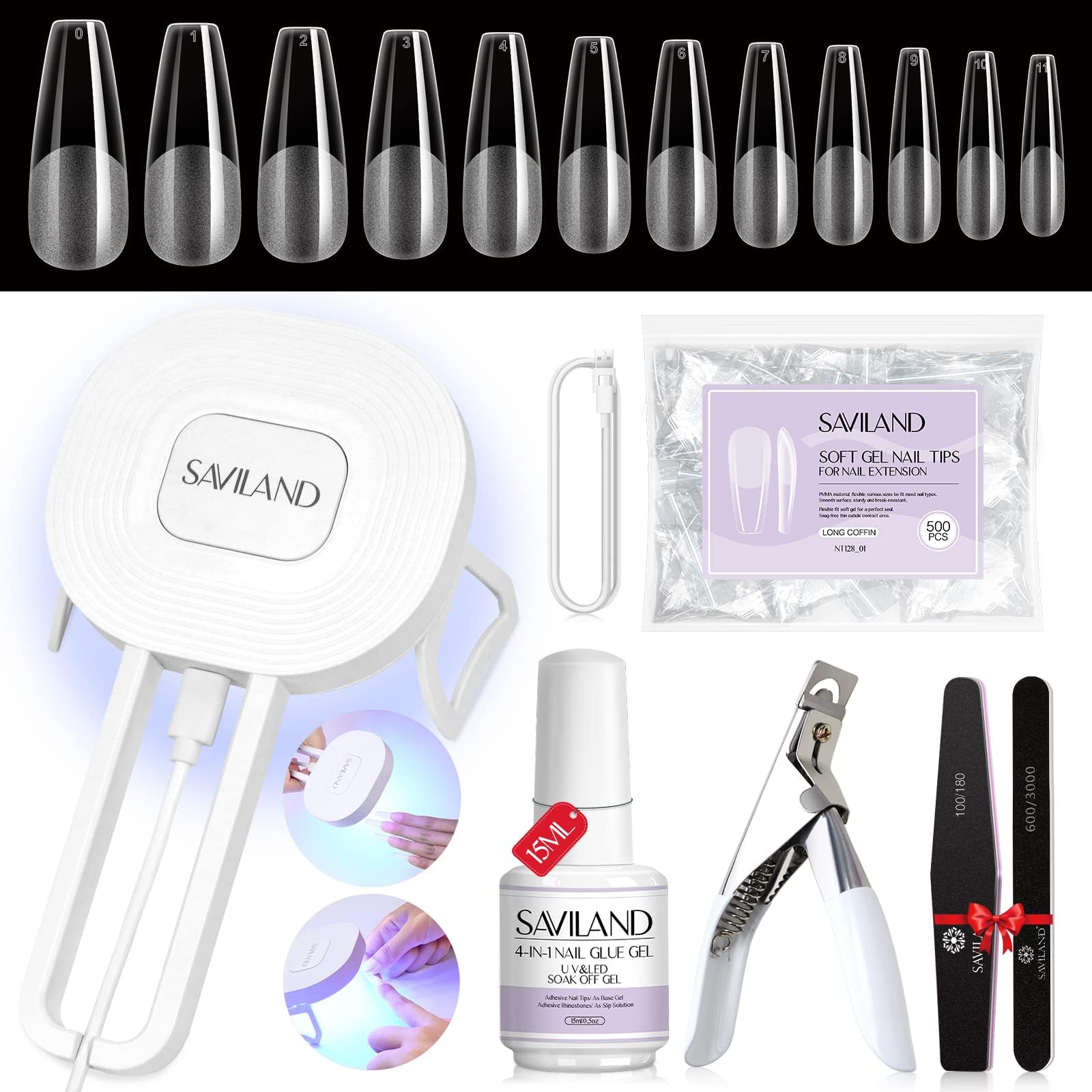 Amazon.com: Beetles Gel Nail Kit Easy Extension Set, Long Square Pre ...
