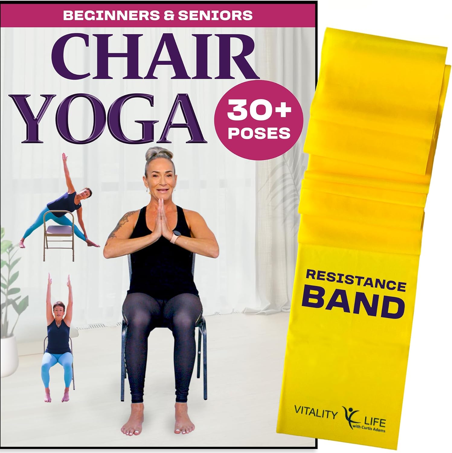 Chair Yoga for Seniors & Beginners + Band. 30+ Yoga Poses suitable for ...