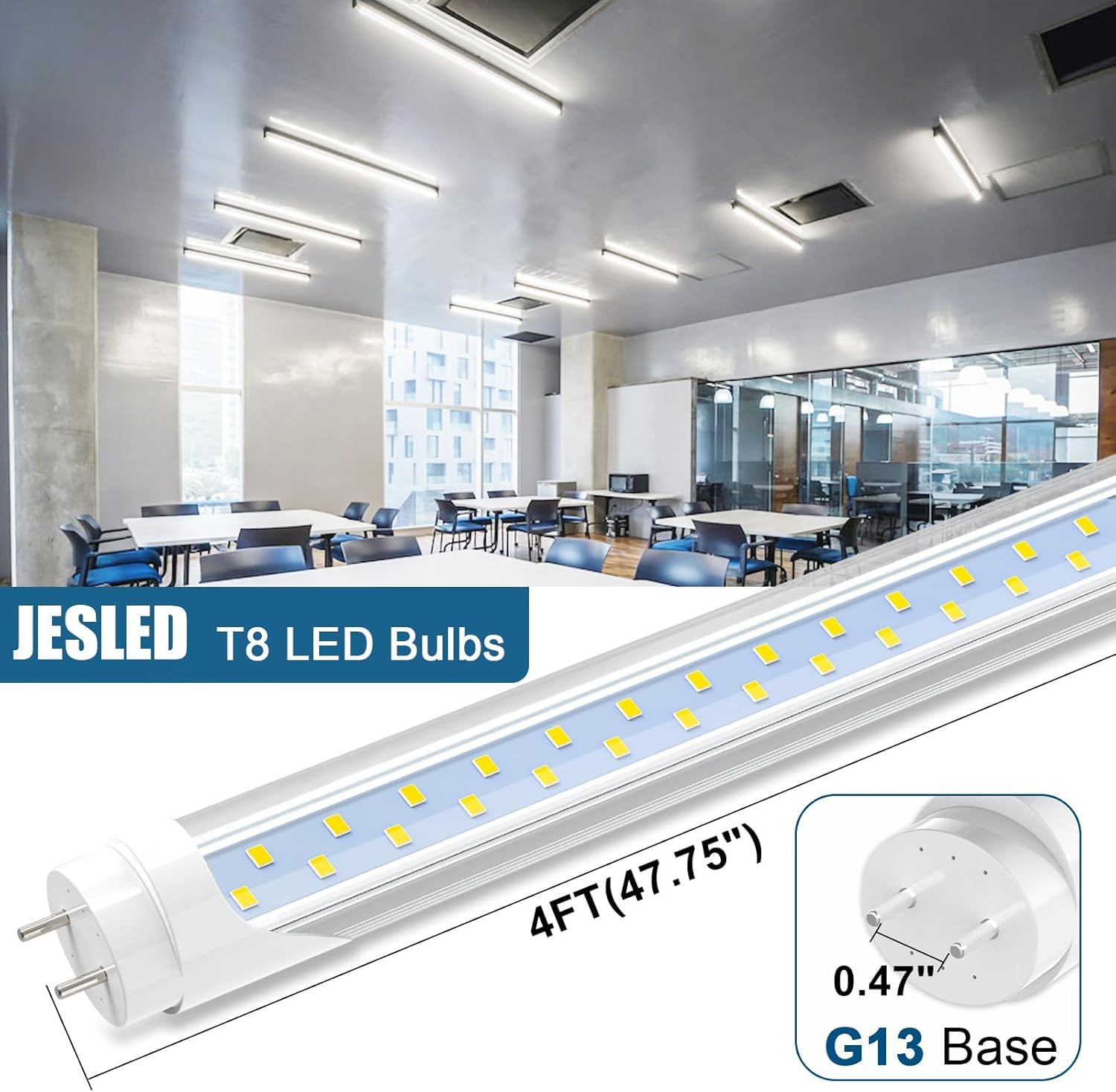 Snapklik.com : JESLED 4FT LED T8 Type A+B Tube Lights, 24W