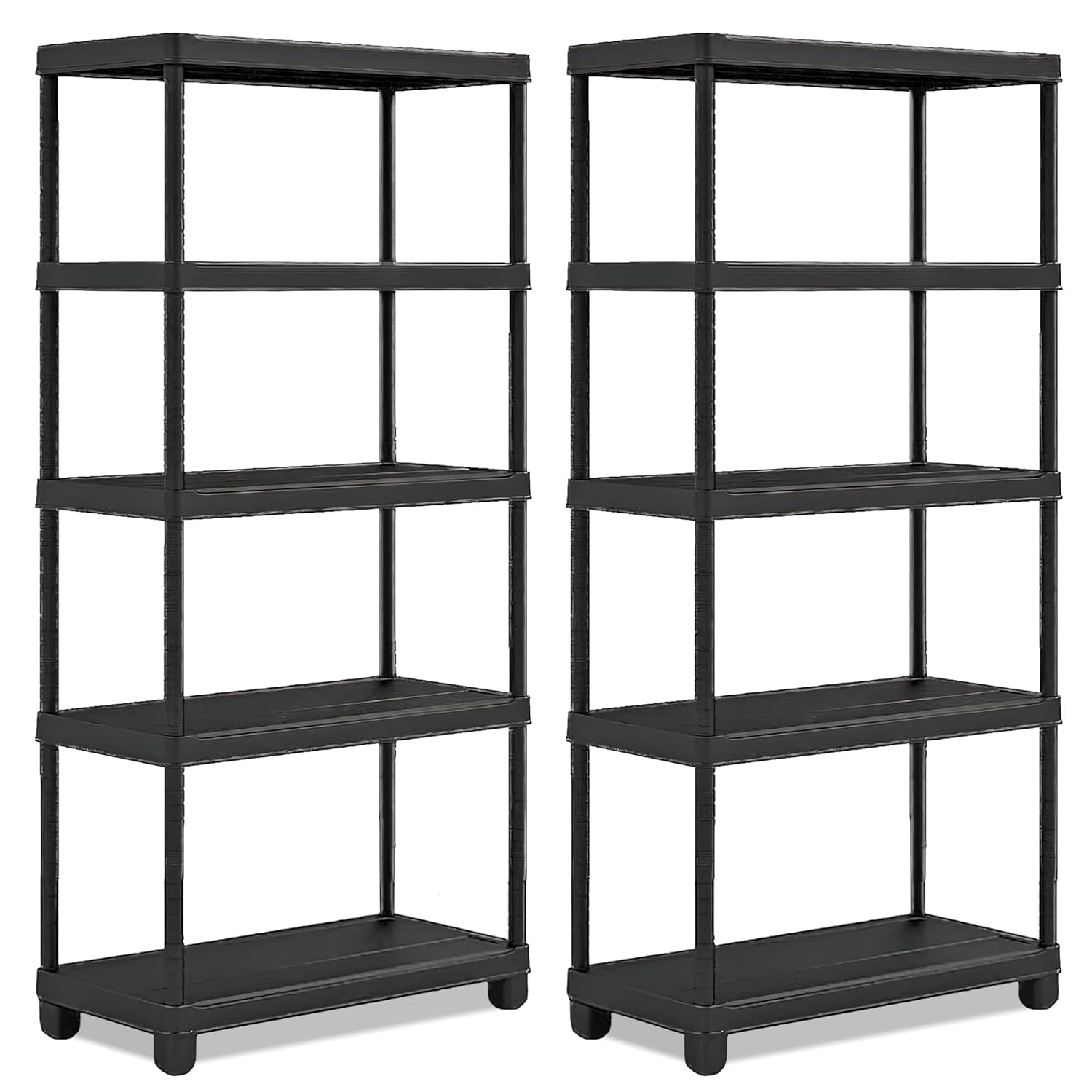 2 x 5 TIER PLASTIC SHELVING UNIT STORAGE RACKING SHELVES GARAGE ...