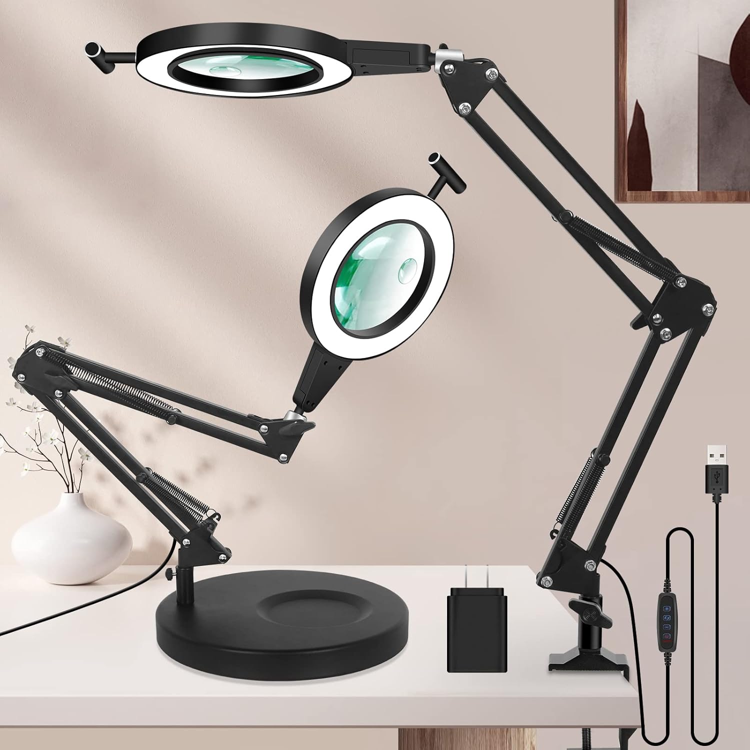 Amazon.com: Magnifying Glass with Light, 5X & 10X Magnifying Lamp, 2-in ...