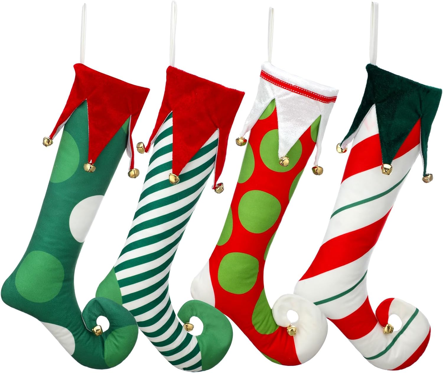 Amazon.com: Geyoga 4 Pack Whimsical Jester Stocking Christmas Elf ...