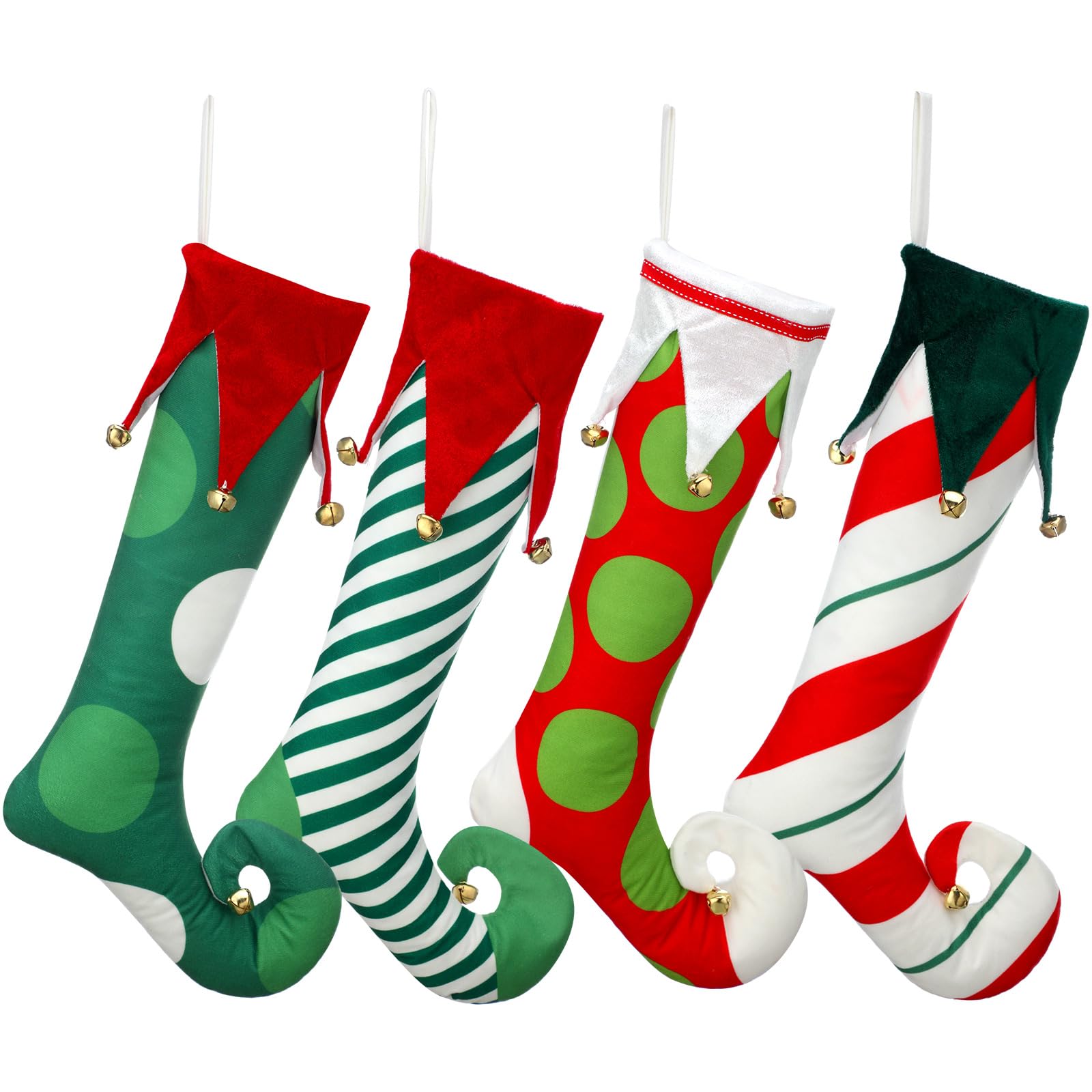 Amazon.com: Geyoga 4 Pack Whimsical Jester Stocking Christmas Elf ...