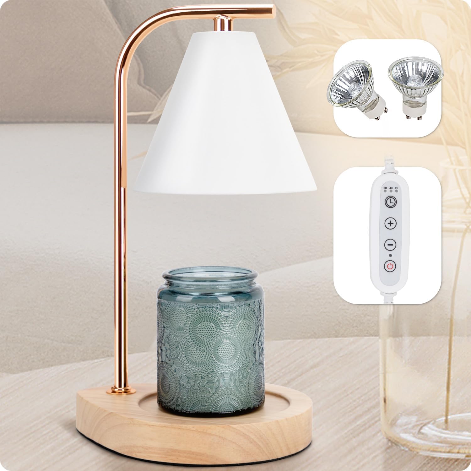 Aimoptg Candle Warmer Lamp with Retro Wooden Base - Home Decor Wax Melt ...